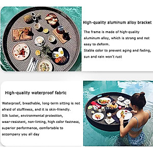 Floating Serving Tray Table,Swimming Pool Floating Serving Tray,Floating Rattan Woven Food Tray with Handles,Heart-Shaped Rattan Woven Serving Tray,Apricot