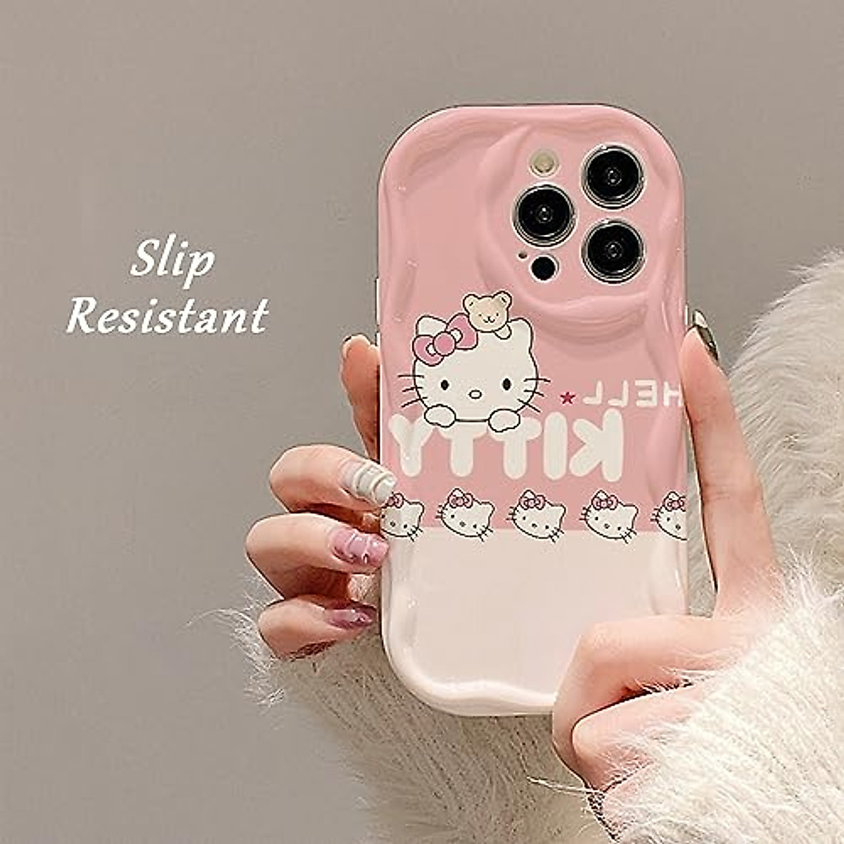 Cartoon Case for iPhone 14 Pro Case, Cute Funny Kawaii Kitty Cat Animal Character Phone Case 3D Cover Silicone Phone Case for Kids Girls and Womens