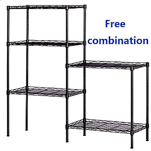 5 Tier Slim Storage Rack,Steel Storage Wire Shelf,Heavy Loading Storage Organizer, Adjustable Levelling Feet Shelving Unit, Black,21.2W x 11.4D x 59H