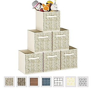 Wisdom Star 6 Pack Fabric Storage Cubes with Handle, Foldable 13x13 Inch Large Cube Storage Bins, Storage Baskets for Shelves, Storage Boxes for Organizing Closet Bins