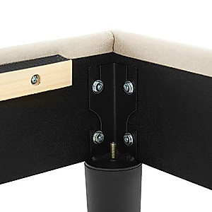 VECELO Premium Upholstered Platform Bed Diamond Stitched Panel Headboard, Metal Frame & 12 Strong Wood Slat Support, Mattress Foundation/Easy Assembly,Twin,Beige