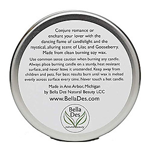 Lilac and Gooseberry Scented Large Soy Candle Tin | 14 ounces Hand Poured | Clean Burning Soy Wax | Yennefer Scent of a Sorceress by Bella Des Natural Beauty