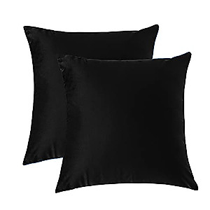 Best Season Pack of 2 Black Luxury Soft Velvet Square Decorative Throw Pillow Covers Decorative Pillowcase for Sofa Couch Bed 18×18 inches