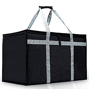 Bodaon Insulated Food Delivery Bag for Catering, XXX-Large, Hot Cold Meal Restaurant, Grocery Bags for Uber Eats, Instacart, Doordash, Grubhub, Postmates, Black