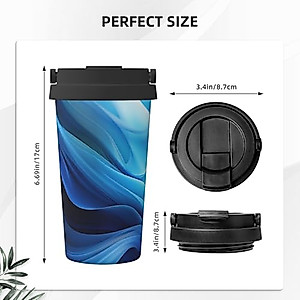 WANGXUEE Abstract Blue Print 500ml Stainless Steel Travel Tumbler Double Wall Vacuum Insulated Coffee Mug