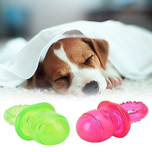 HEEPDD 2Pcs Dog Pacifier Chew Toys, Pet Puppy Molar Chewing Training Toys Bite Resistant Rubber Clean Teeth Tools for Pet Puppy Dogs Cats (Red Green)
