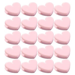 YARNOW 20pcs PlasticBag Clips Heart Shape Chip Bag Sealers Clamps Snack Coffee Potato Storage Sealing Slap Photo Picture Paper Holder for Kitchen Office, Pink, 3.2X2.5X1CM (TWGQRPH1017UYH103K0)