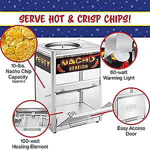 Great Northern Nacho Station Commercial Grade Nacho Warmer Merchandiser, Keeps Chips Warm and Fresh for Hours, Easy to Setup, Stainless Steel Frames with Heavy Duty Plate Glass