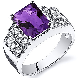 PEORA Amethyst Step Ring Sterling Silver 2.00 Carats Size 7