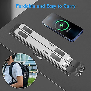 MIENOW Laptop Desk Stand Adjustable Height, Aluminum Foldable Laptop Stand Computer Riser Ergonomic Portable Travel Laptop Holder Fit for Notebook, MacBook Air/Pro, Dell, HP and Lenovo 10''-15.6''