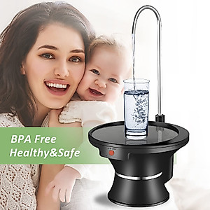 Rromxyuxi Water Pump for 5 Gallon Bottle with Tray, Electric Drinking Water Pump Portable Water Bottle Dispenser, Water Bottle Pump for 1-5 Gallon Water Jugs for Home, Kitchen, Office, Camping