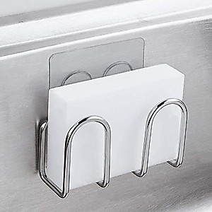 JINGWAYS Sponge Holder Sink Caddy for Kitchen Accessories, No Drilling Adhesive,Rustproof SUS304 Stainless Steel