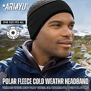 Army Universe Black Polar Fleece Cold Weathr Headband – Ultimate Unisex Head Wrap Winter Ear Warmth for Outdoor Sports