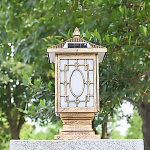 MODEBHD Automatic Switch Post Lantern, Pathway Outdoor Waterproof IP65 Aluminum Pillar Lamps, On/Off Solar Powered Post Lights, Villa Courtyard Lighting Fixtures