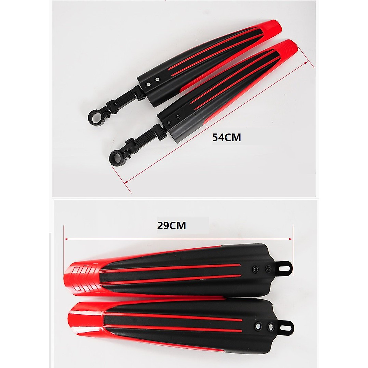 WIROJ BlueSunshine Adjustable Road Mountain Bike Bicycle Cycling Tire Front/Rear Mud Guards Mudguard Fenders Set (Red + Black)