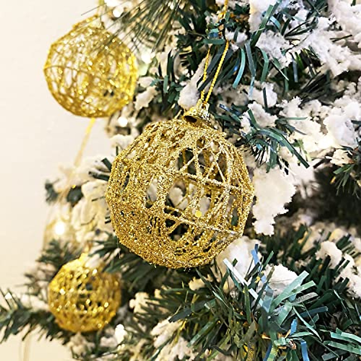 18 Pieces - 2.36" Golden Christmas Balls, Gold Glitter Glitter Christmas Tree Ornament Hanging Balls Ornament Window Decoration Set (2.36" Gold Balls - 18 pcs)