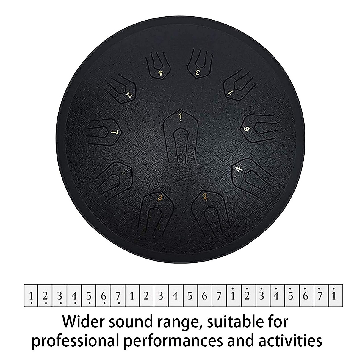 18 Inch Steel Tongue Drum 22 Notes Handpan Drum Tank Drum C Key Professional Music Panda Drum with Travel Bag for Yoga, Meditation, Music Therapy (Color : Black)