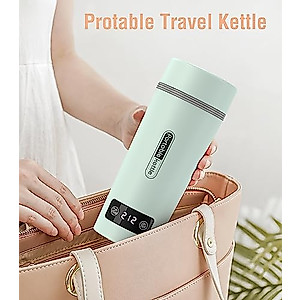 Travel Portable Electric Kettle Small with Temperature Control and LCD Display,304 Stainless Steel BPA Free Travel Tea Kettle with Auto Shut-Off for Road trip, business trips, camping by buways