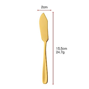 Bisda Stainless Steel Cheese Dessert Knives, Set of 6, Breakfast Butter Knife, Slicer Sandwich Spreader(Gold)