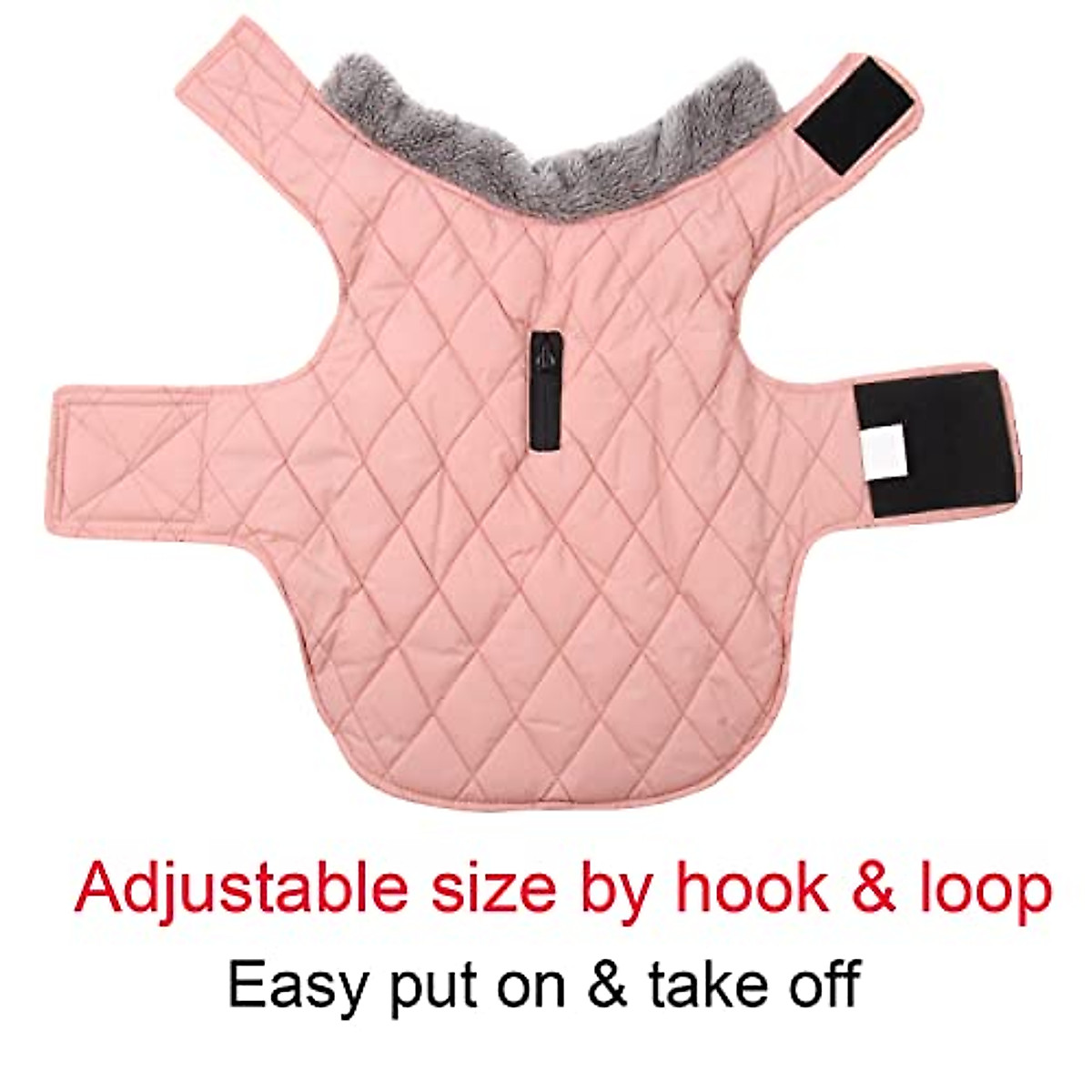 JoyDaog Fleece Collar Dog Coats for Small Dogs,Reversible Warm Puppy Jacket for Cold Winter,Pink S