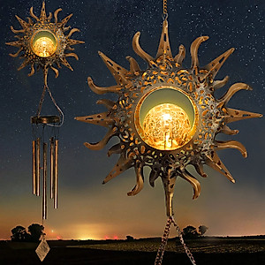Sun Wind Chimes Solar Retro Windchimes Sympathy Gift, Wind Chimes Outdoor, Gifts for mom, Gifts for Grandma, mom Gifts, Memorial Wind Chimes.