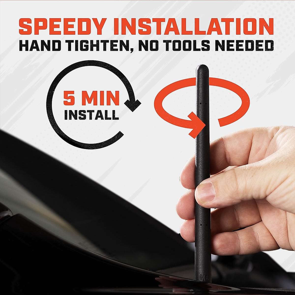 Votex Black Short Rubber 6 3/4" Universal Antenna Kit - Car Wash Proof, Easy Setup, Enhanced Reception with Copper Coil, USA Stainless Steel Threading, Flexible & Durable Fits Cars, Trucks, SUVs