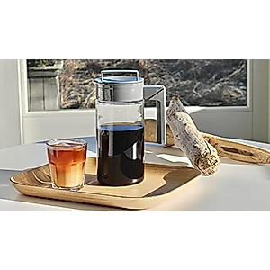 Amazonned Cold Brew Maker – Simple Cold Brew Iced Coffee Maker for Home Use – Minimalist Cold Coffee Maker with Pitcher, Airtight Lid, Non-Slip Silicone Handle – Non-BPA Plastic – 1 Quart