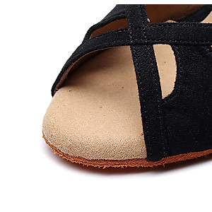 Goettin Women's Professional Latin Dance Shoes Satin Salsa Ballroom Wedding Dancing 3.3 inch Heel Height (US6.5) Black