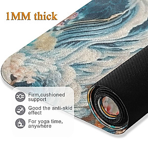 GOODOLD Geometric Ethnic Yoga Mat, 71 x 26 Inch Non-slip Yoga Mats Folding Travel Exercise Mat Indoor Outdoor Gym Pilates with Storage Bag for Women Men