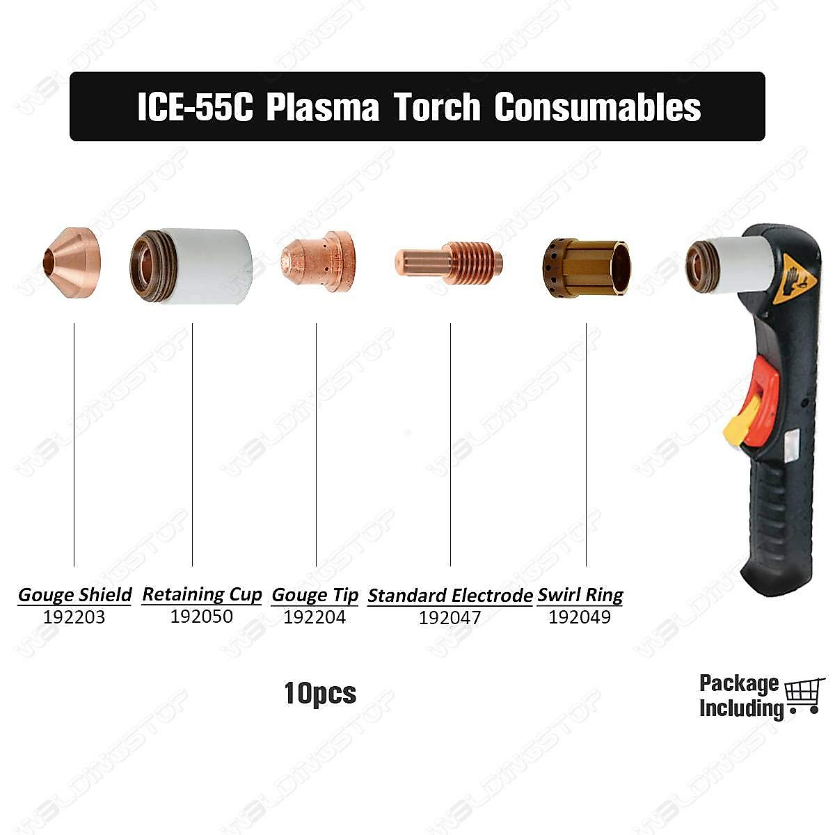 ICE-55C Torch Gouging Tip 192204 Nozzle for Miller Plasma Cutting Consumables 10pcs