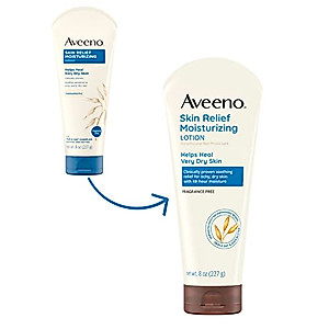 Aveeno Skin Relief Moisturizing Lotion for Very Dry Skin with Soothing Triple Oat & Shea Butter Formula, Dimethicone Skin Protectant Helps Heal Itchy, Dry Skin, Fragrance-Free, 8 fl. oz