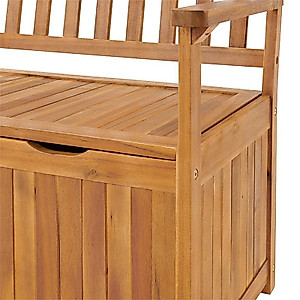 47"W Acacia Wood Outdoor Storage Bench - Perfect for Storing Blankets, Cushions or Toys - 100% Weather Resistant Wood - Perfect for Modern Garden Setting - Outdoor Furniture, Patio Bench, Garden Bench