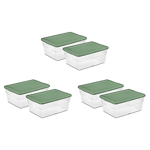 Sterilite Multipurpose 16 Quart Clear Plastic Storage Tote Container Bins with Opaque Lids for Home and Office Organization, Set of 2 (3 Pack)