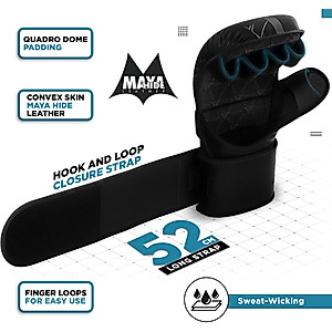 RDX MMA Gloves Sparring Grappling, Hybrid Open Palm Martial Arts Mitts Men Women, Maya Hide Leather Wrist Support, Cage Fighting Combat Sports Boxing Glove Training, Muay Thai, Punching Bag Kickboxing