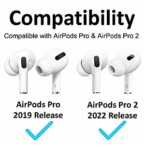 [8 Pairs] Compatible with AirPods Pro 2 Ear Tips, Silicone Replacement XS/S/M/L 4 Size Fit in Charging Case Earbuds Eartips with Storage Box Compatible with AirPods Pro ( XS/S/M/L White )
