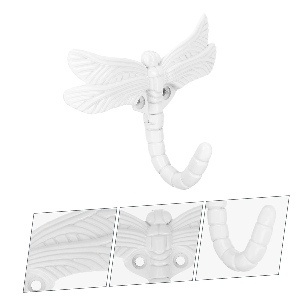 Cabilock 1 Set Dragonfly Hook Jacket Hooks Wall Mount Hooks Things Dragonfly Wall Art Key Hooks Home Storage Hooks Towel Rack Robe Hook Hanger Cute Wrought Iron White