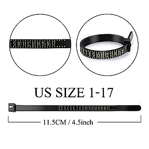 TANJIN Black US UK Ring Sizer Measuring Tool Plastic Finger Sizer Ring Gauge Measuring Tool Belt for Measuring Wedding Rings Proposal Rings 2 PCS