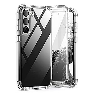 SURITCH for Samsung Galaxy S23 Clear Case 6.1" (Only), [Built-in Screen Protector] Full Body Protective Hard Shell+Soft TPU Phone Case for Samsung S23 -(Full Clear)