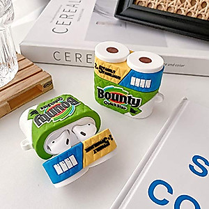 Peekdook for Airpod 2/1 Case Soft Silicone Bounty Tissue Cute Cartoon Funny Cover Fashion Protective Skin Accessory Keychain Girl Teen Compatible Box with Air pod 2 & 1 (Bounty Tissue)