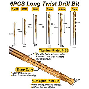 Rocaris 32 Pack Woodworking Chamfer Drilling Tools, Including Countersink Drill Bits, L-Wrench, Wood Plug Cutter, Step Bit, Center Punch, Cutting Twist Bits