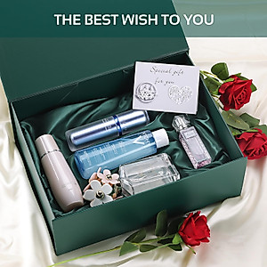 Gift Box 13.5x10x5 Inches 2 Pack, Gift Boxes with Magnetic Lids for Presents, Christmas Large Gift Boxes, Contain Gift Box Filler, Silk Cloth, Ribbon, Card for Birthdays, Weddings (Green)