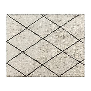 Merrick Lane Shag Style Diamond Trellis Area Rug - 8' x 10' - Ivory/Gray Polyester (PET)