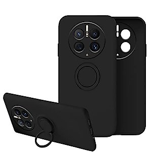 Jancyu Compatible with Huawei Mate 50 Pro Case Silicone Shockproof, Huawei Mate 50 Pro Ring Holder Phone Case, Compatible with Phone Mount for Car Slim Cover (Black)