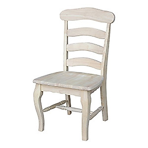 International Concepts Country french Chair with Solid Seat, Unfinished