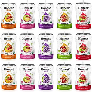 Honest Kids Organic Juice Drink, 5 Flavor Variety Pack 6.75 Fl Oz Pouches Pack of 15