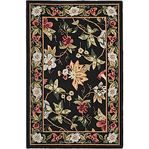 SAFAVIEH Chelsea Collection Accent Rug - 2'9" x 4'9", Black, Hand-Hooked French Country Wool, Ideal for High Traffic Areas in Entryway, Living Room, Bedroom (HK311A)