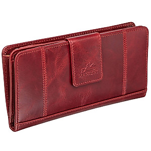 Mancini Casablanca Full Grain Leather RFID Secure Clutch Wallet, Red, One_Size, 8700373-rd