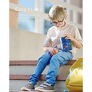 BUZIO Insulated Food Container for Kids Adult, 12oz Stainless Steel Vacuum Insulated Kids Food Jar with Folding Spoon, Leak Proof, Vacuum Insulated Thermo, Portable Food Bowl, Blue Dinosaur