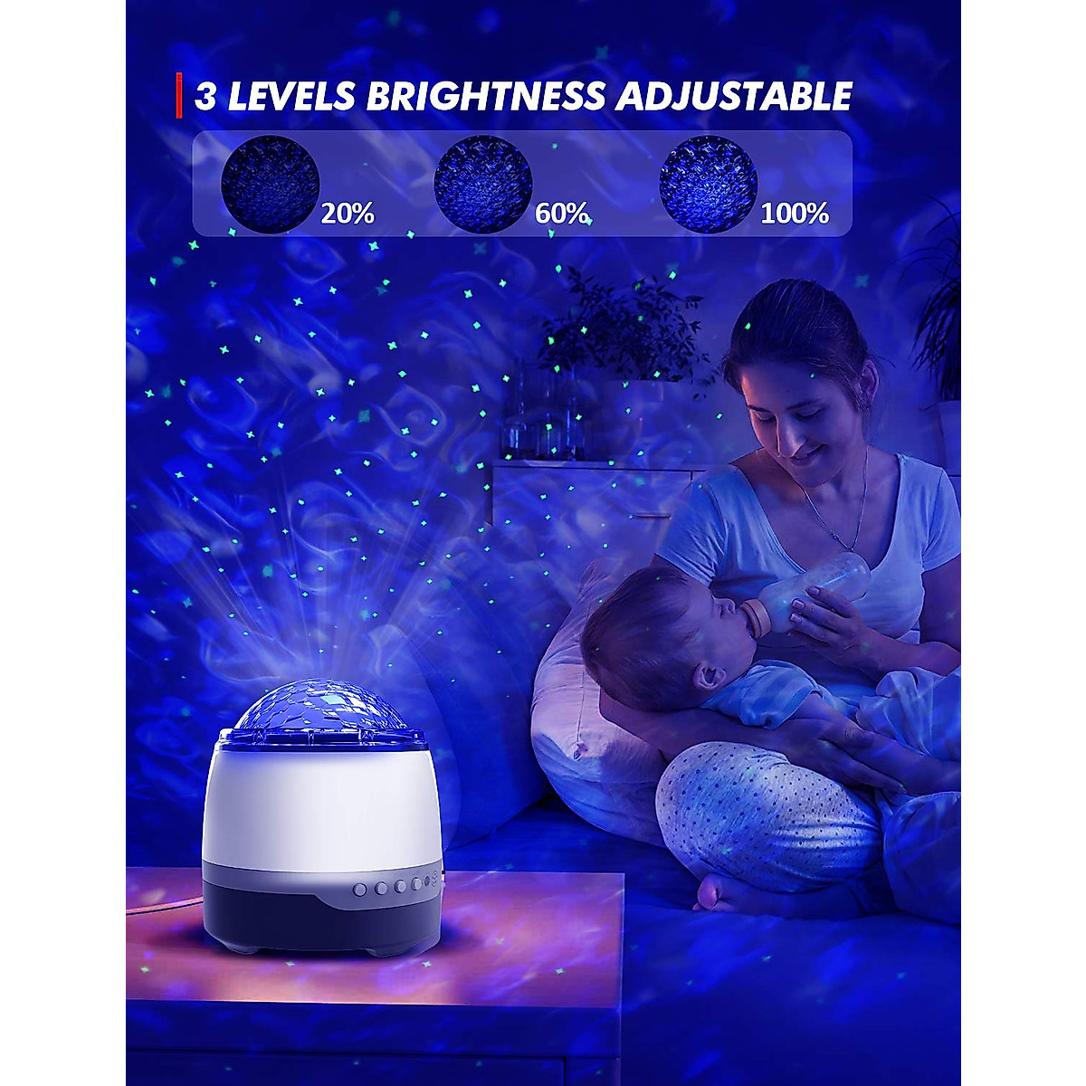 Galaxy Projector,Star Projector for Bedroom,Remote Control & White Noise Bluetooth Speaker,8 Soother Sounds,Timer,LED Night Lights for Kids Room, Adults Home Theater, Party, Living Room Decor