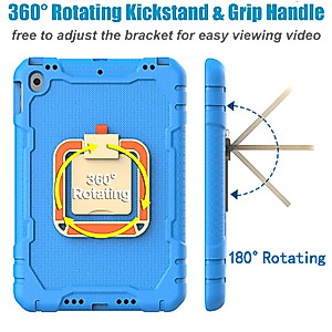 BMOUO iPad 8th/7th Generation Case for Kids,Built-in Screen Protector,Shockproof Case for New iPad 10.2” 2021/2020/2019 (8th Gen/7th Gen),Blue